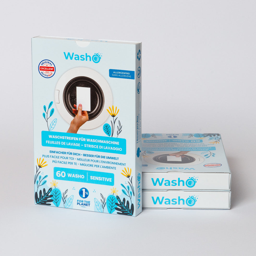 Waschen einfach gemacht mit Waschstreifen von Washo – washo.ch